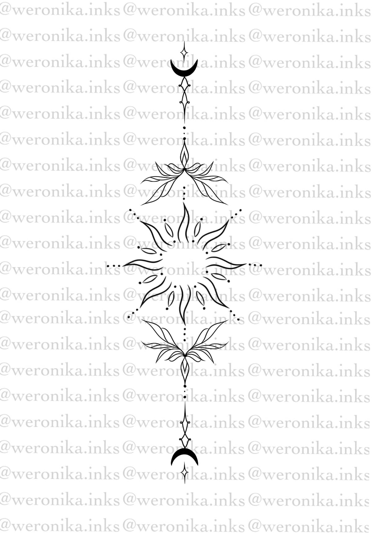 Sun & Line work Spine Tattoo – Weronika.inkss